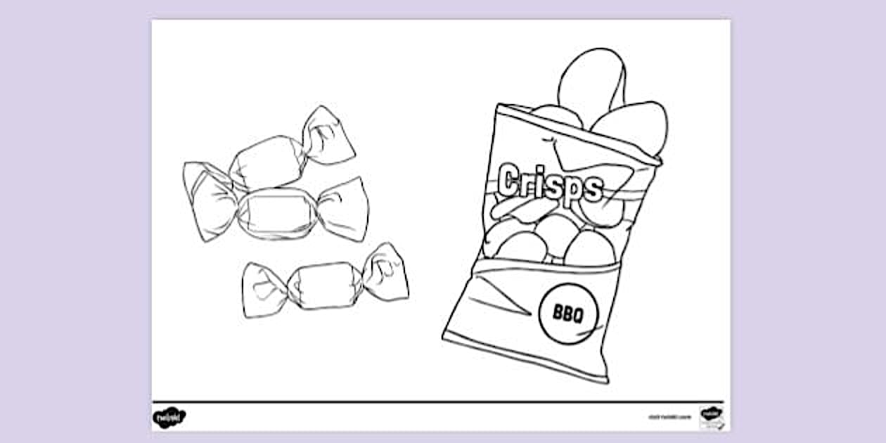 Sweets and Crisps Colouring | Colouring Sheets - Twinkl
