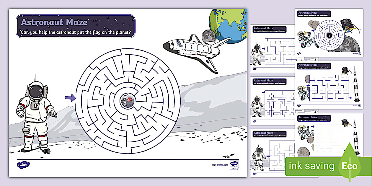 Astronaut Maze Activity Worksheets (teacher made) - Twinkl