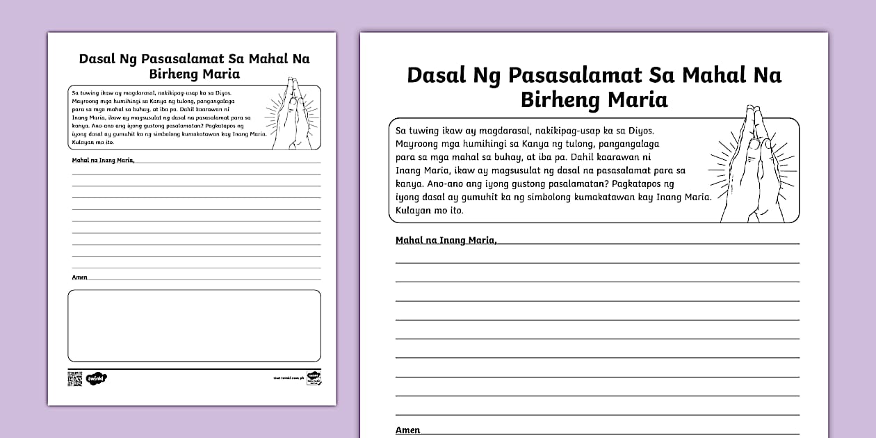 Dasal Kay Inang Maria (Mama Mary Birthday Message Template) | Grade 4 ...