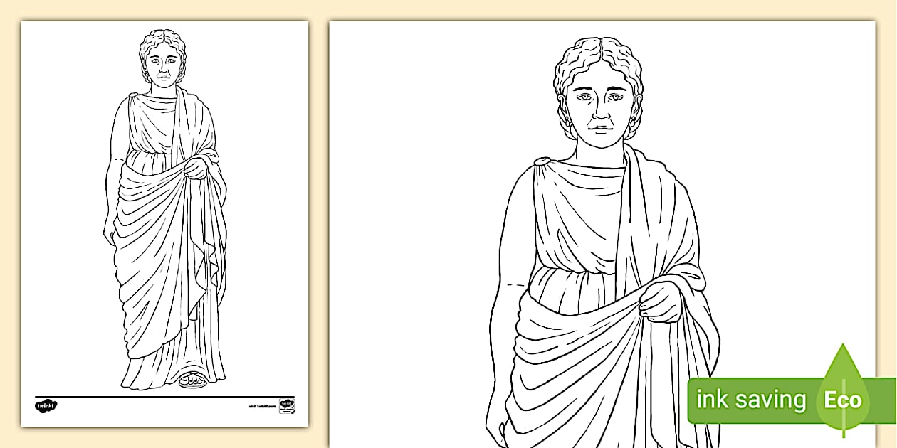 Roman Lady Colouring Sheet (teacher made) - Twinkl