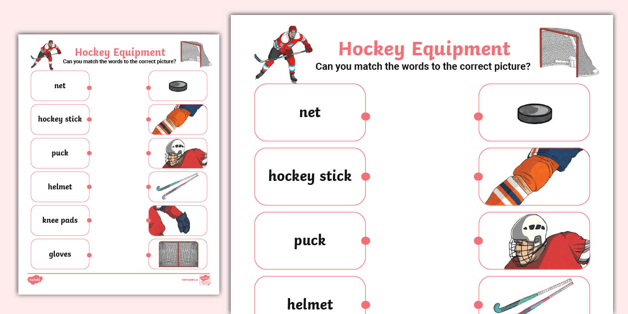 Hockey Equipment Matching Worksheet (professor feito)