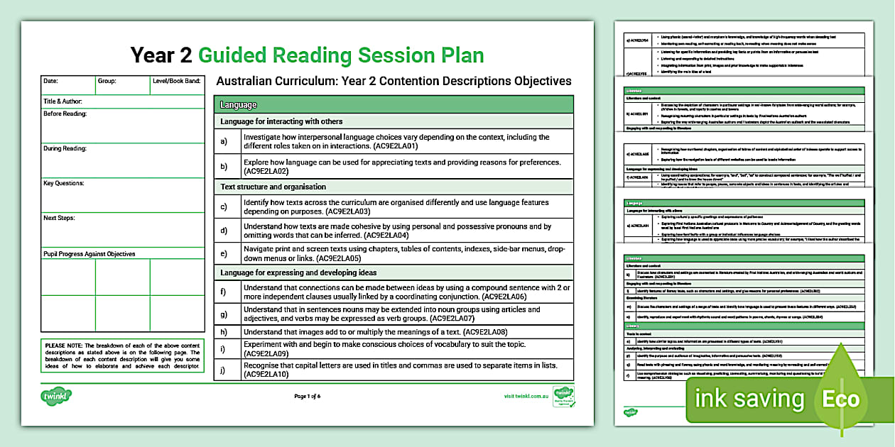 Year 2 Guided Reading Session Plan (teacher made) - Twinkl