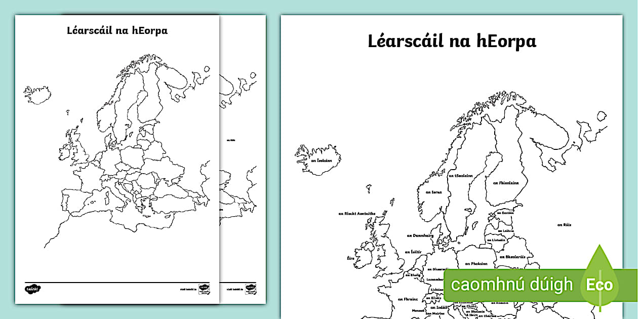 European Countries Map Labelling Activity Worksheet Gaeilge