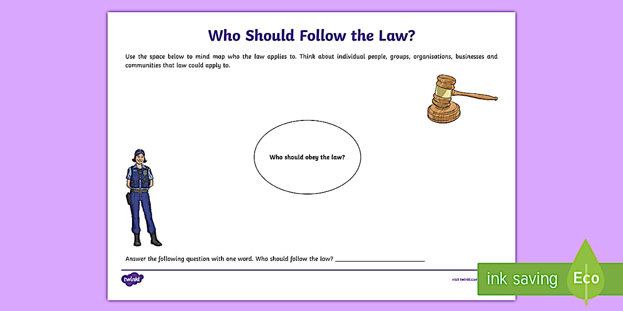 Who Should Follow the Law? Brainstorming Worksheet - Twinkl