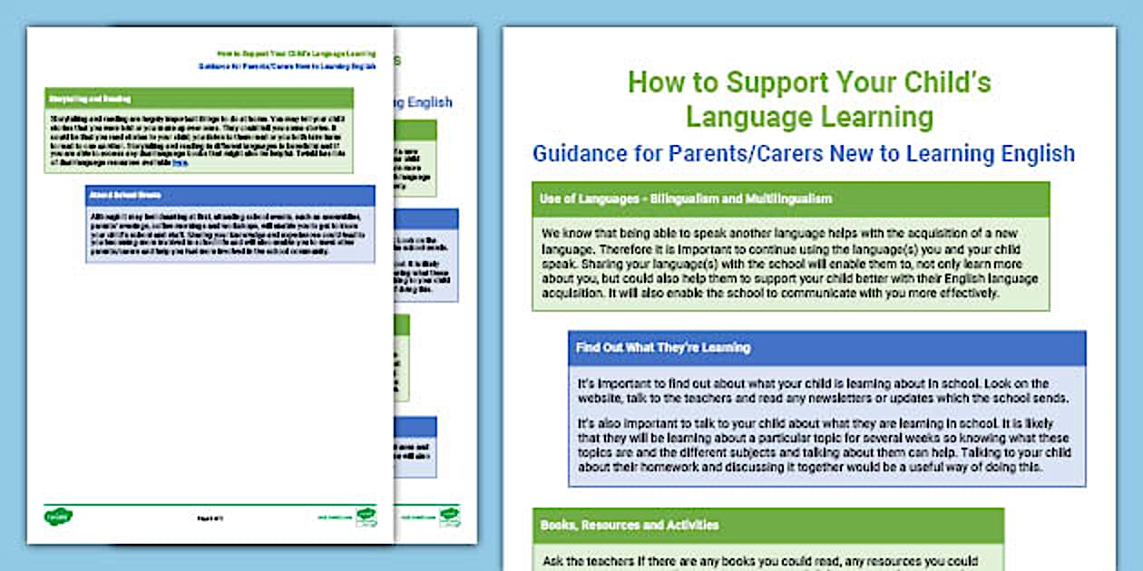 How To Support Your Child's Language Learning (teacher made)