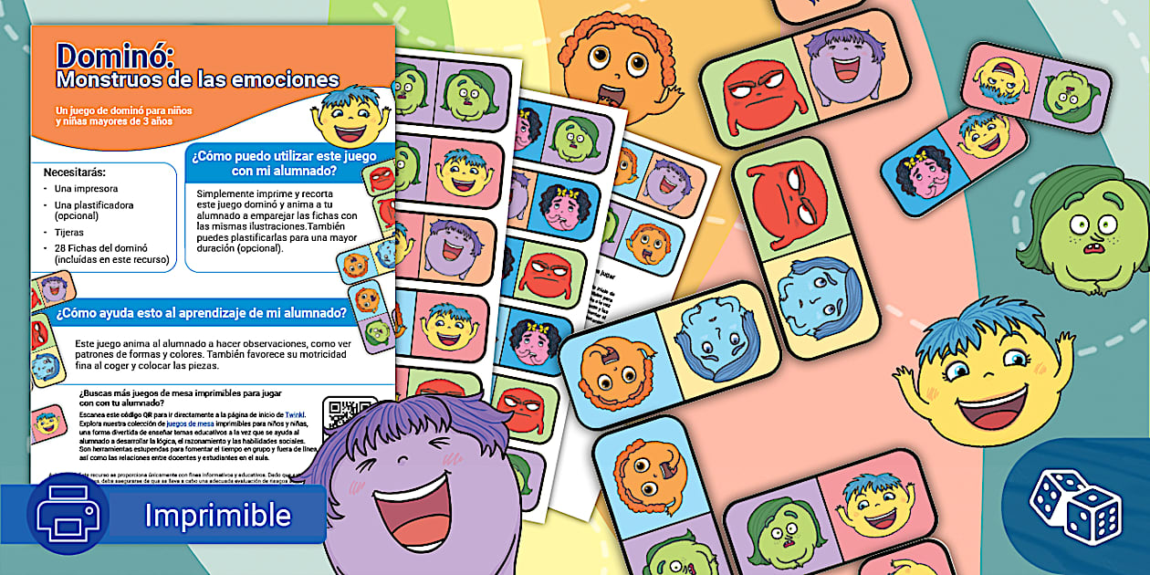 Juego de dominó: Monstruos de las emociones (teacher made)