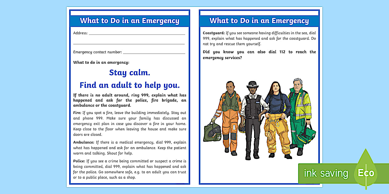 KS2 What to Do in an Emergency Cards (Teacher-Made) - Twinkl