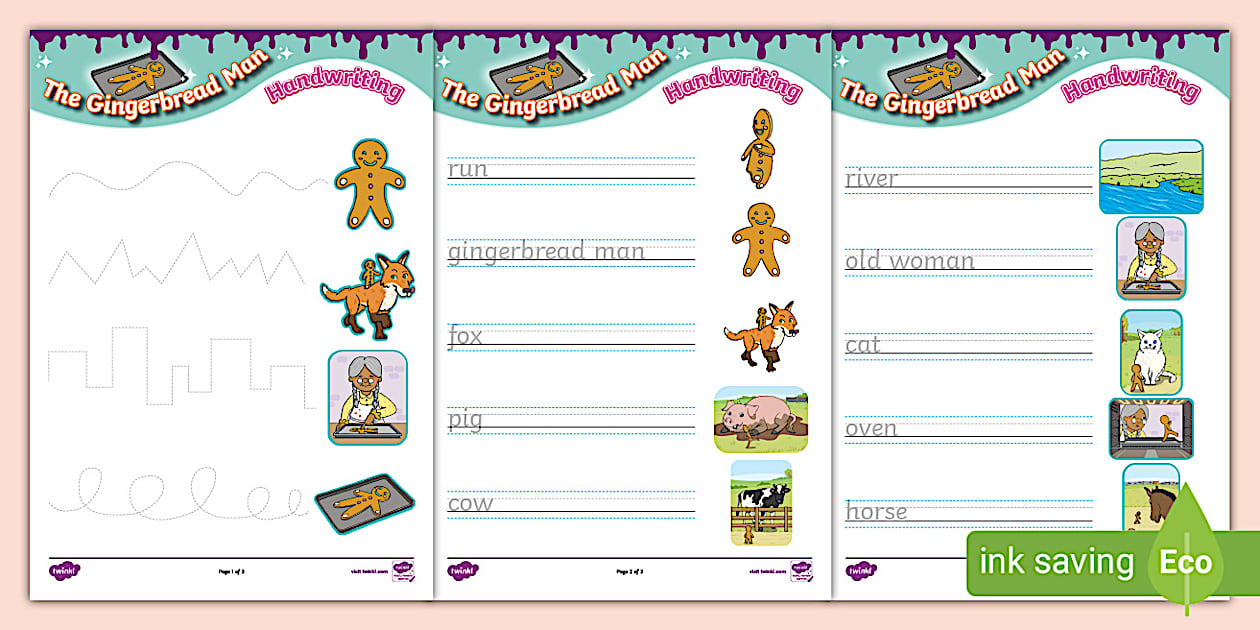 The Gingerbread Man Handwriting Worksheets - Twinkl - KS1