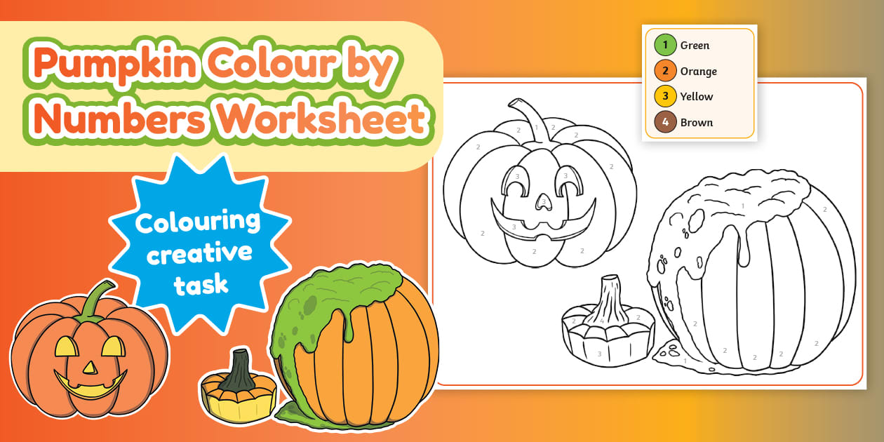 * NEW * Halloween Pumpkin Colour By Numbers Worksheet