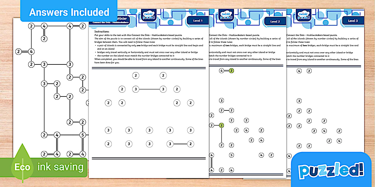 Winter Connect the Dots - Hashiwokakero Bridges Puzzle