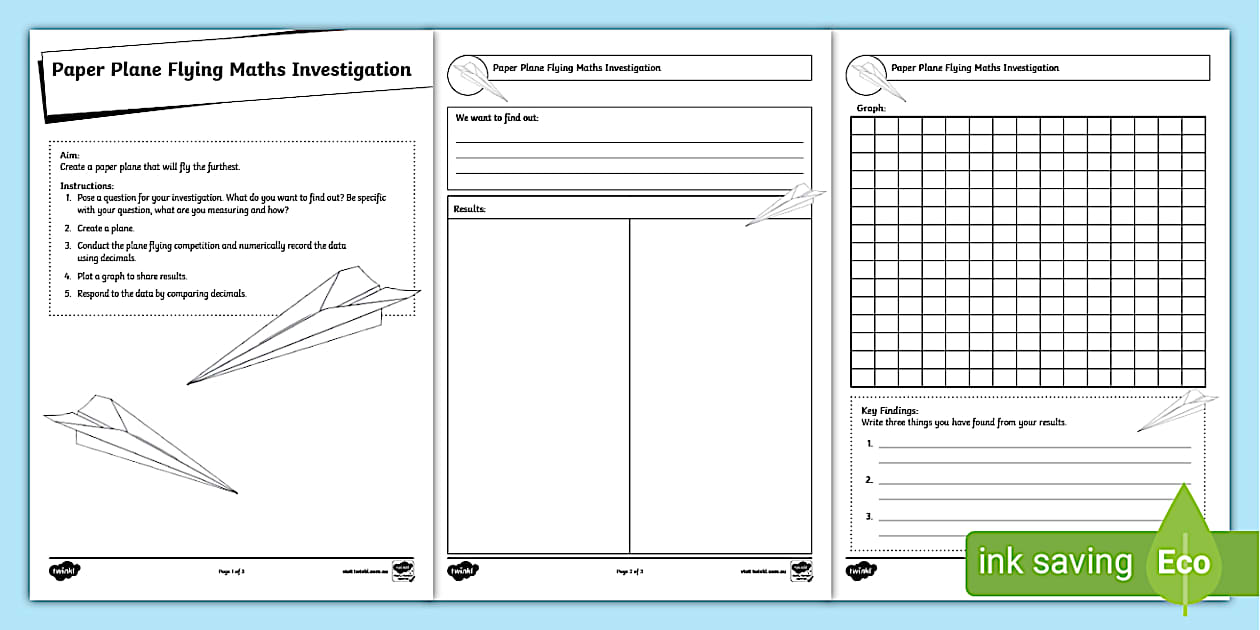Paper Plane Flying Maths Investigation - Twinkl