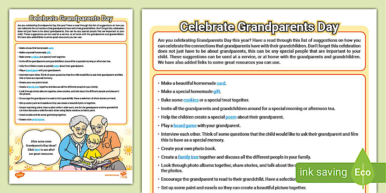 Grandparents Day Suggested Ideas (teacher made) - Twinkl