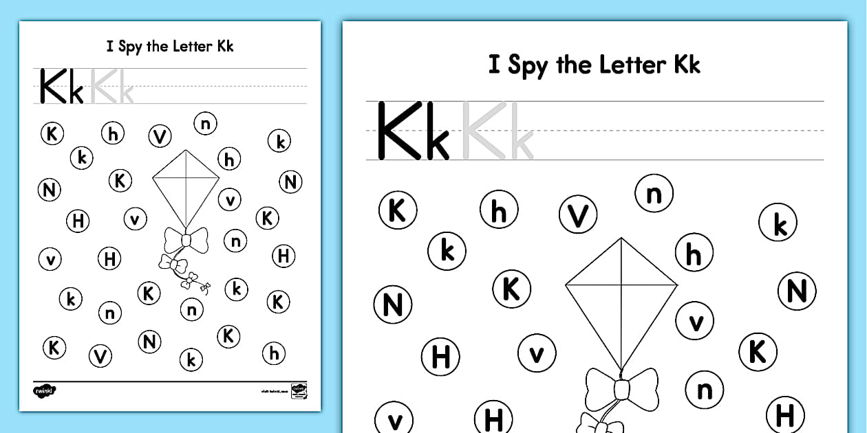I Spy the Letter Kk Activity Worksheet - Alphabet - ELA