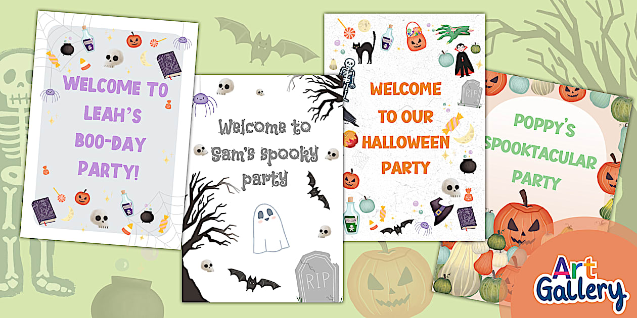 Welcome to Our Halloween Party Editable Posters - Twinkl