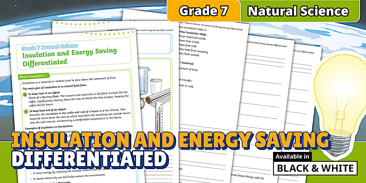 Insulation and Energy Saving - Differentiated Worksheet