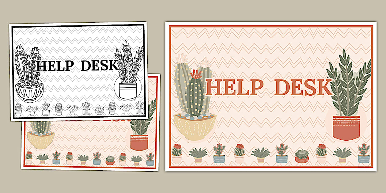 Succulents-Themed Help Desk Poster (Teacher-Made) - Twinkl