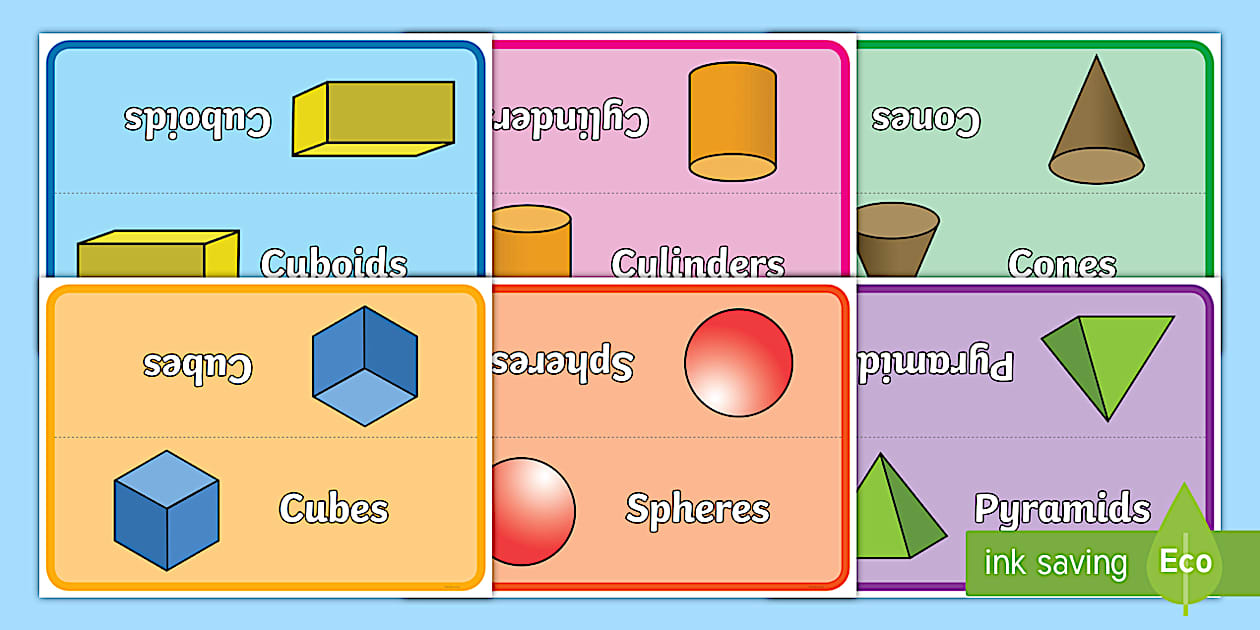 3D Shapes Table Signs - - 3D Shapes Table Signs - Twinkl