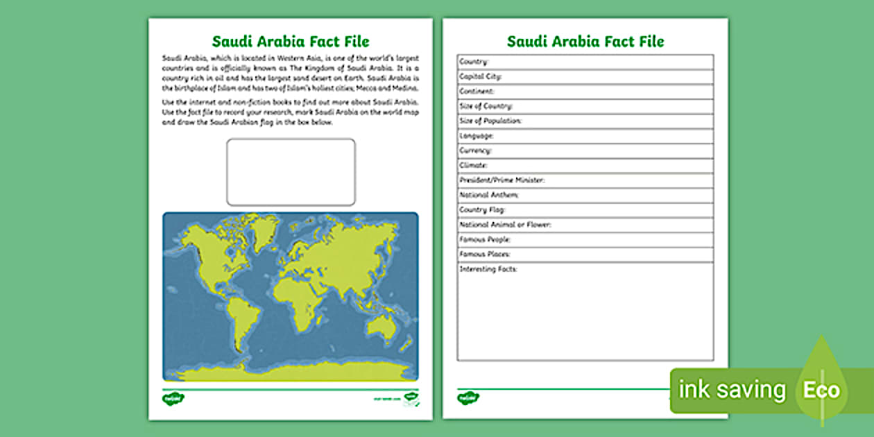 Saudi Arabia Fact File Worksheet / Worksheet (teacher made)