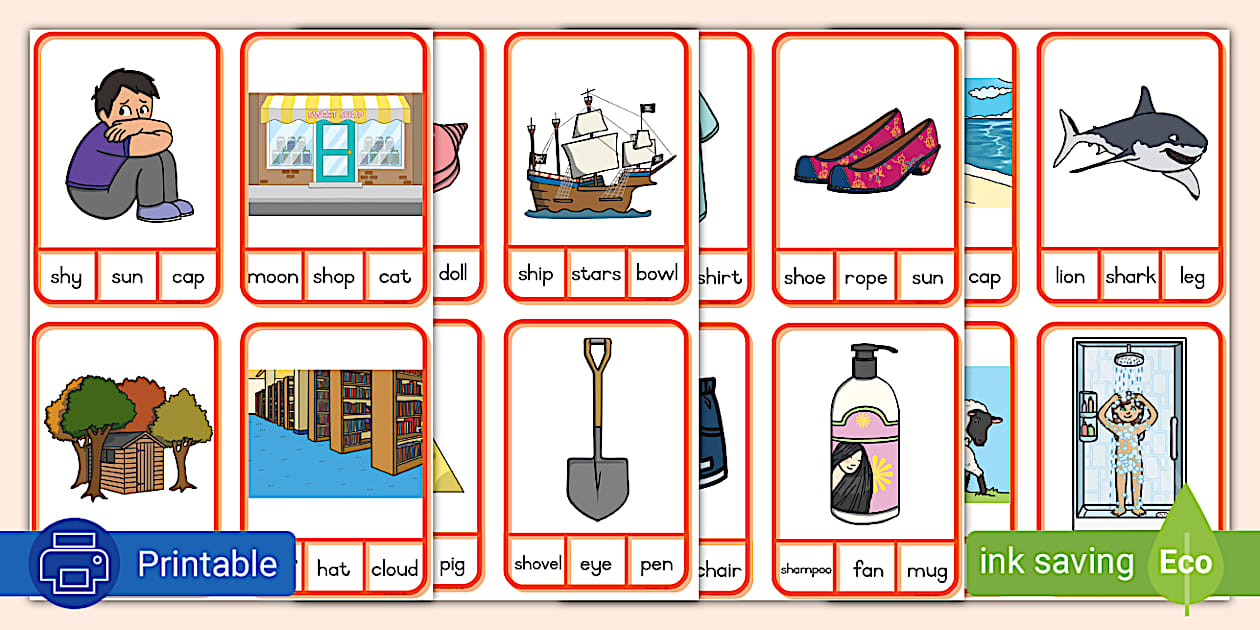 Grade 1 Phonics: sh- sound peg card activity