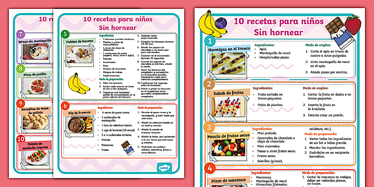 10 recetas para niños sin usar el horno - Twinkl Colombia