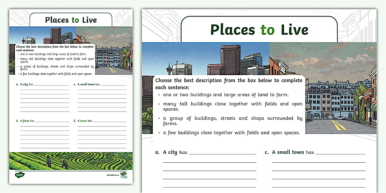 Places to Live Worksheet (teacher made) - Twinkl