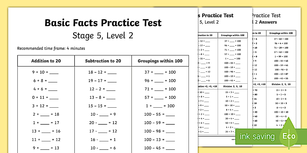 Editable Number Knowledge Stage 5 Practice Test 2 - Twinkl