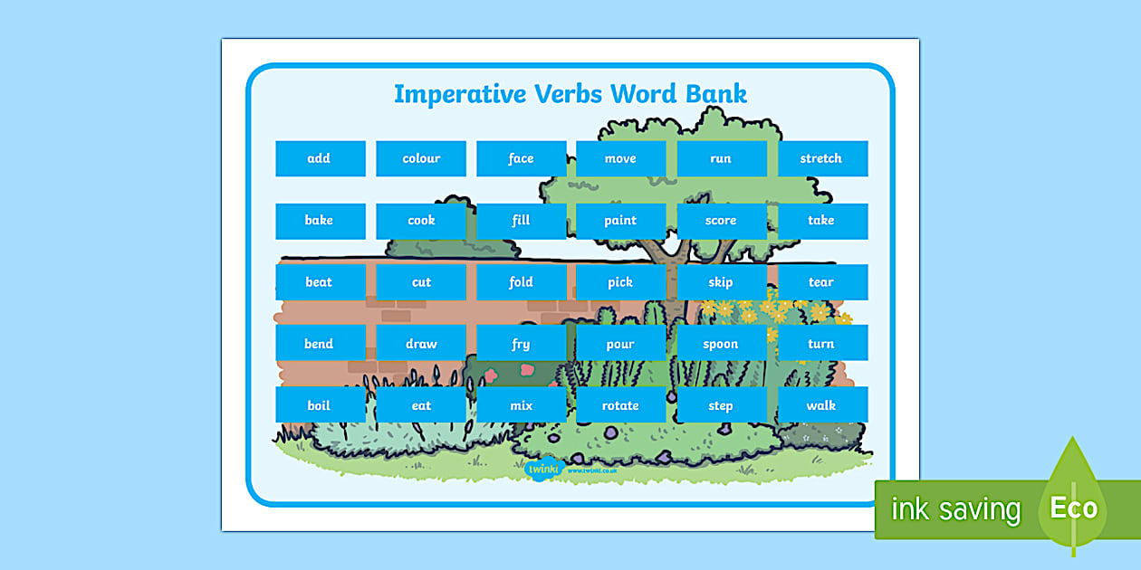 Imperative Verbs Word Bank (teacher made) - Twinkl