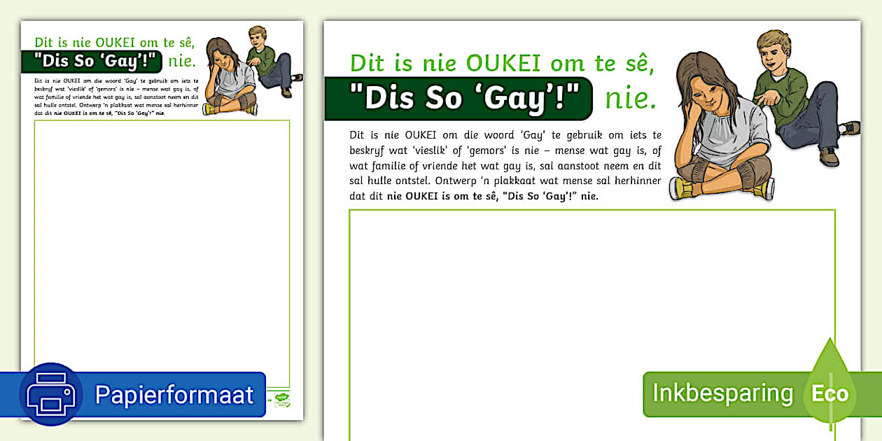 Dis nie Oukei om te sê, "Dis So Gay!" nie Plakkaat Aktiwiteit