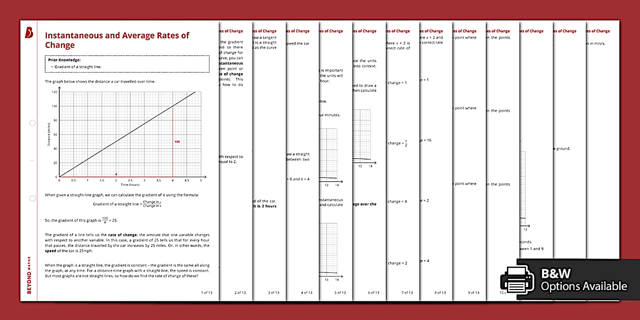 👉 Instantaneous and Average Rates of Change Walkthrough Worksheet