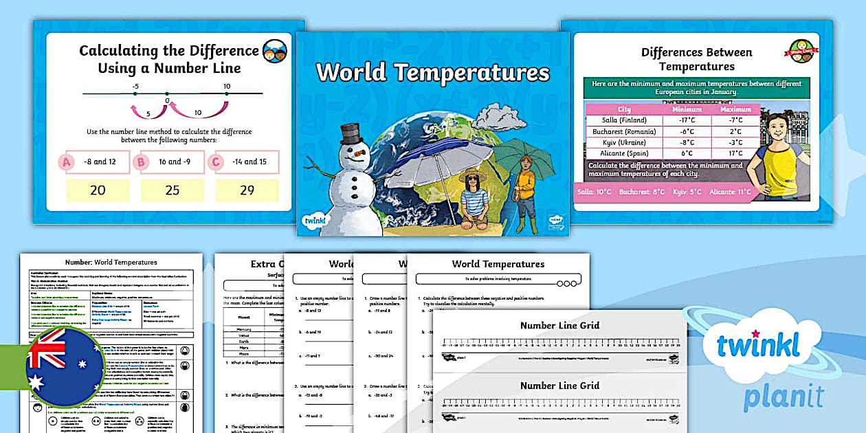 Year 6 Number: World Temperatures Lesson (teacher made)