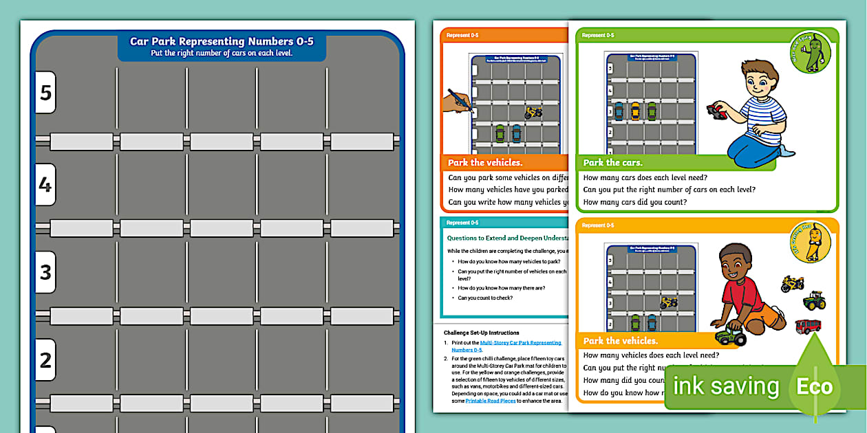 👉 Represent 0-5 Chilli Challenges: Park the Cars | Twinkl