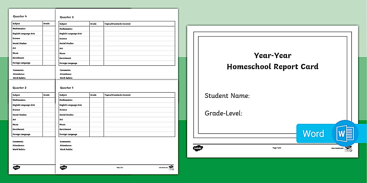 Homeschool Report Card Generator | Template | Twinkl USA