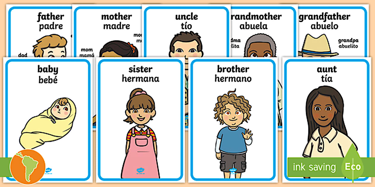 My Family Display Posters English/Spanish (Teacher-Made)