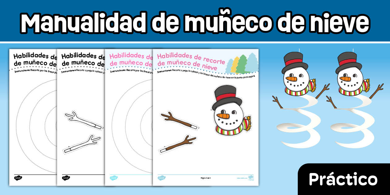 Manualidad de muñeco de nieve de papel en espiral