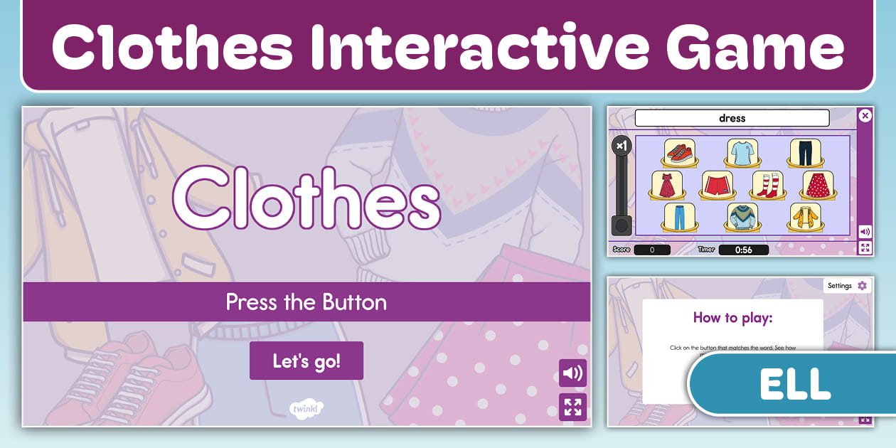 Clothes Press the Button Interactive Game for ELL