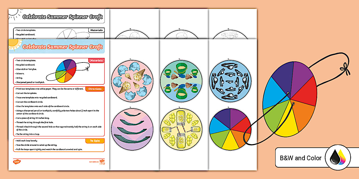 Fun Summer Paper Craft Spinner for Kids | Twinkl USA