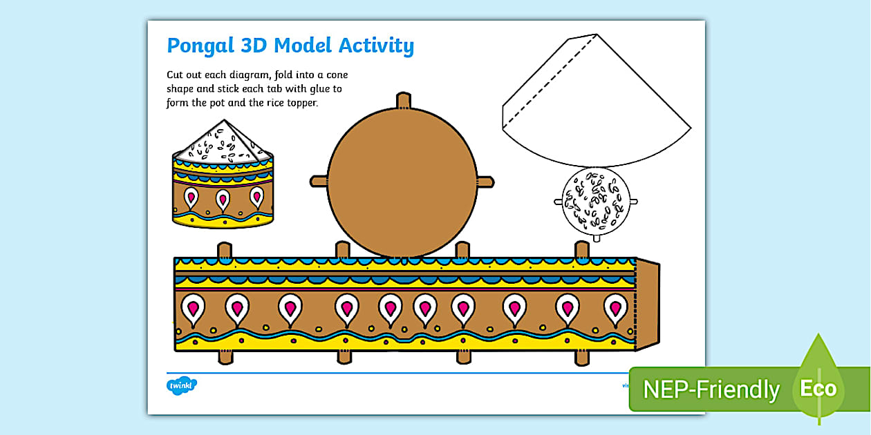Pongal 3D Model Activity - Twinkl