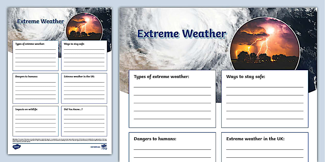 Extreme Weather Fact File Template (teacher made) - Twinkl
