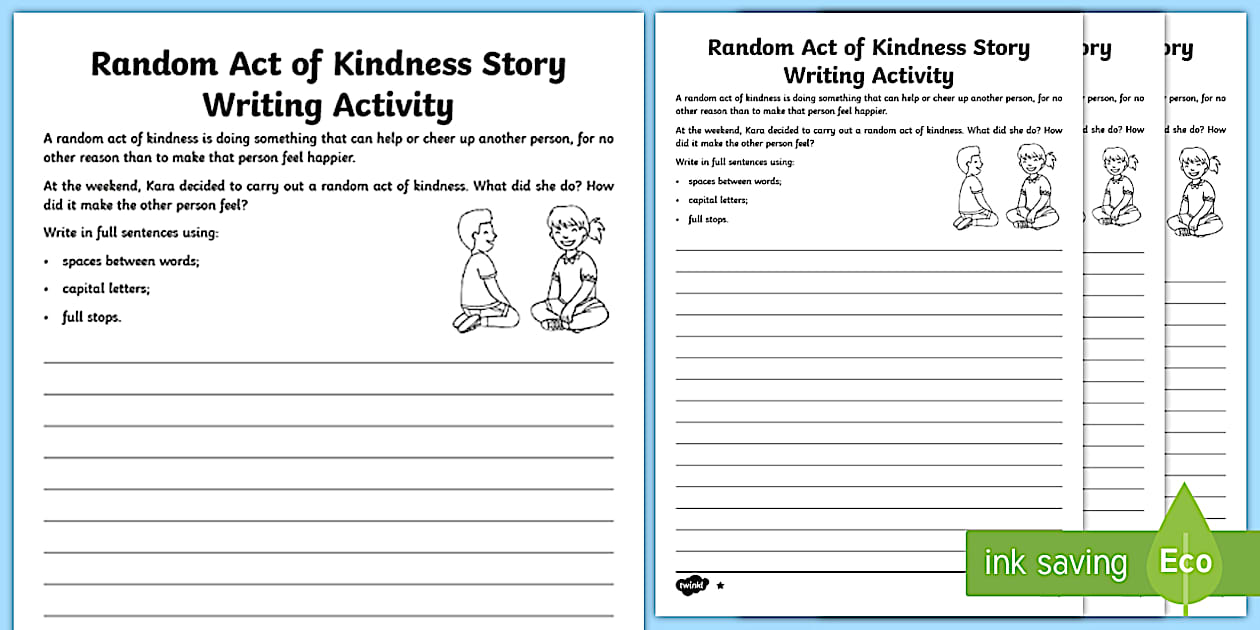 KS1 Random Acts of Kindness Story Writing Differentiated Worksheet