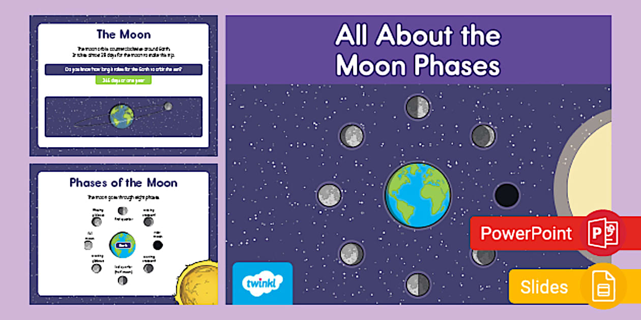 All About the Moon Phases PowerPoint & Google Slides for K-2nd Grade