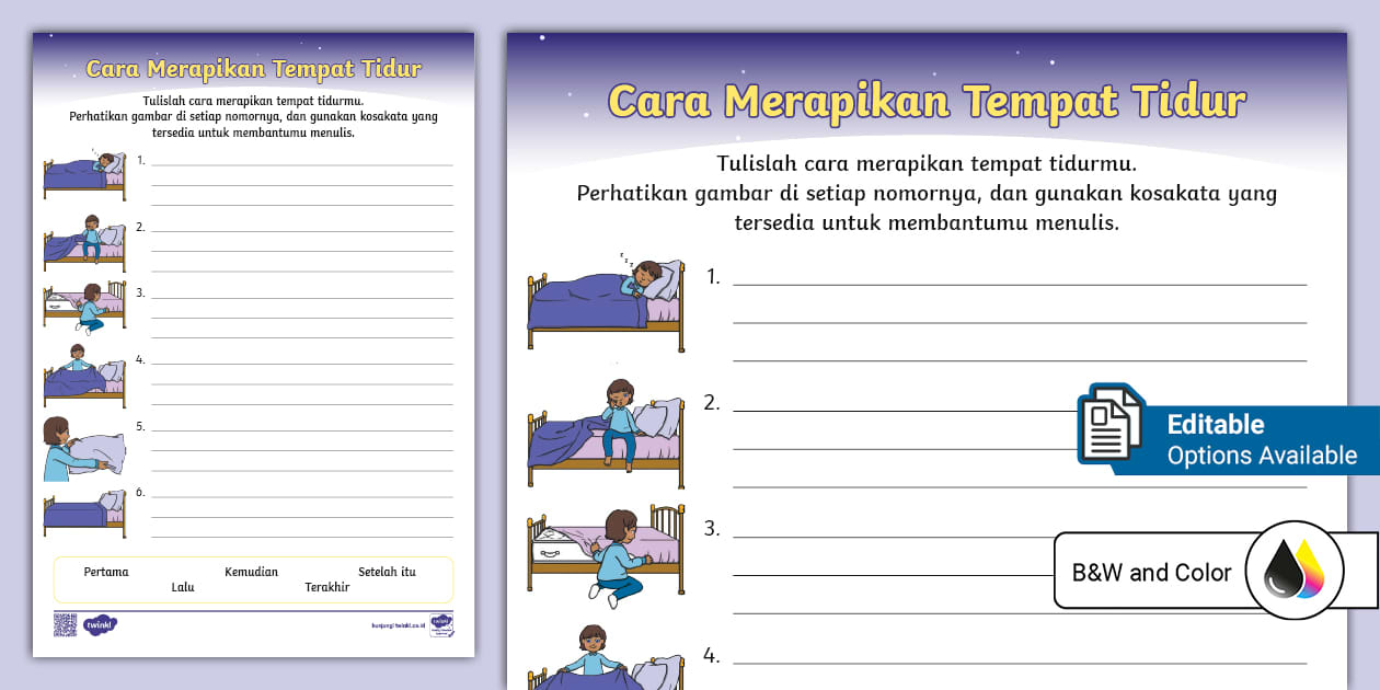 Lembar Kerja Cara Merapikan Tempat Tidur (Teacher-Made)