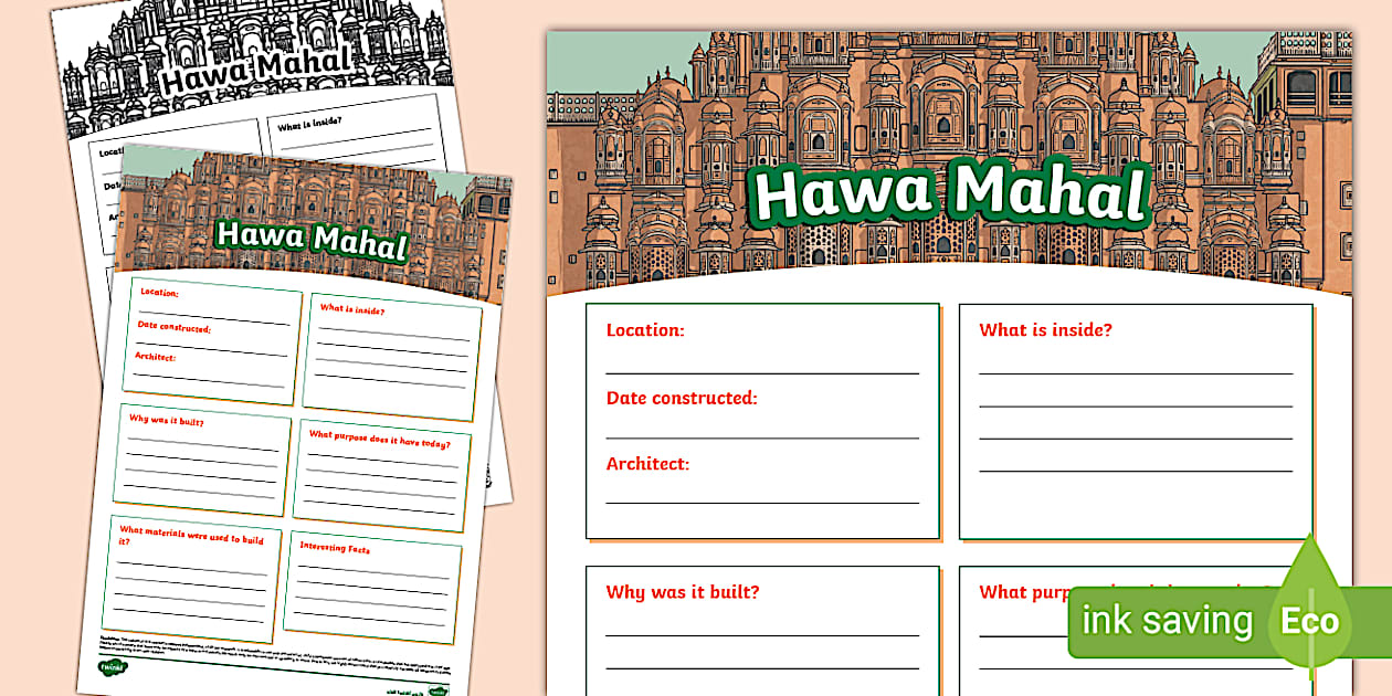 Hawa Mahal Fact File Template (teacher made) - Twinkl