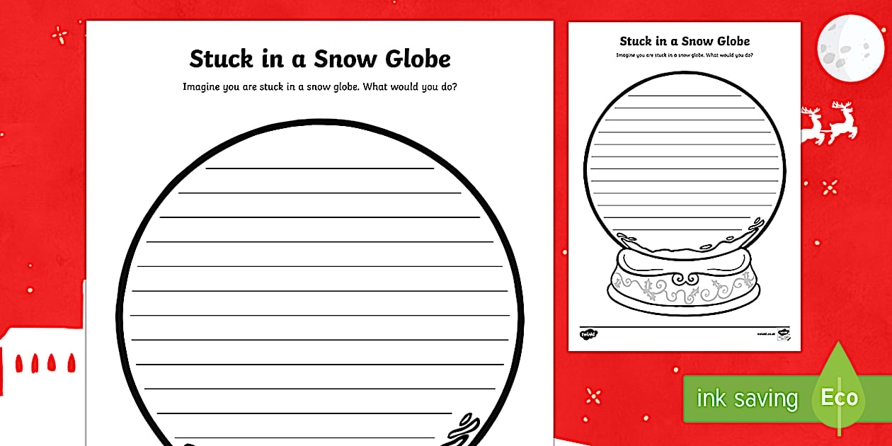 Editable Stuck in a Snow Globe Writing Worksheet - Twinkl