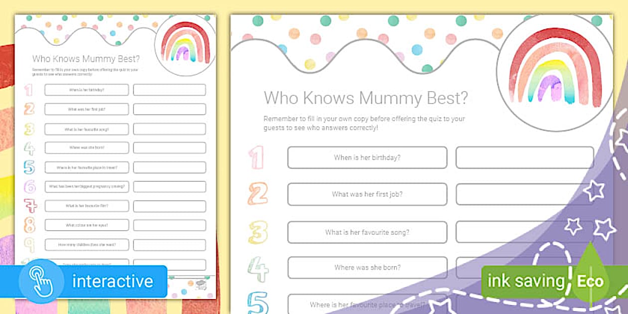 Rainbow-Themed Baby Shower Game - Who Knows Mummy Best?