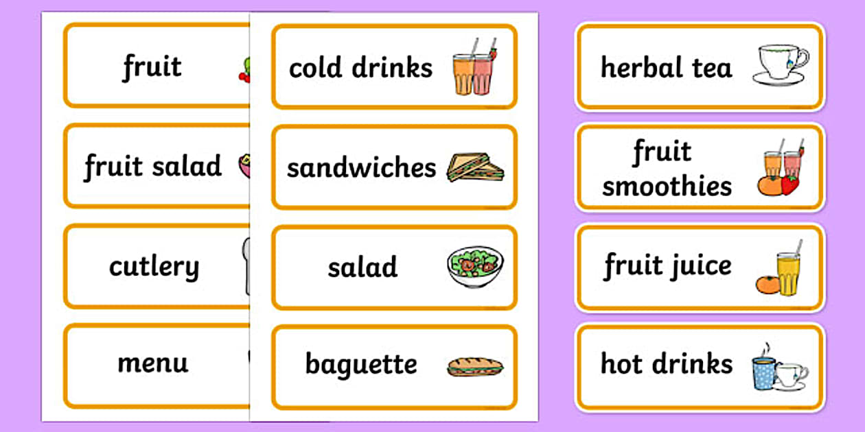 Healthy Eating Cafe Role Play Word Cards - healthy eating caf