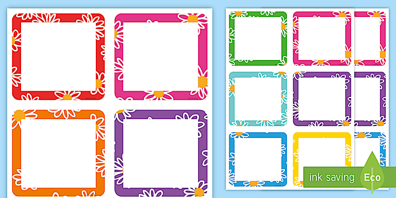 Editable Flower Square Peg Name Labels - Twinkl
