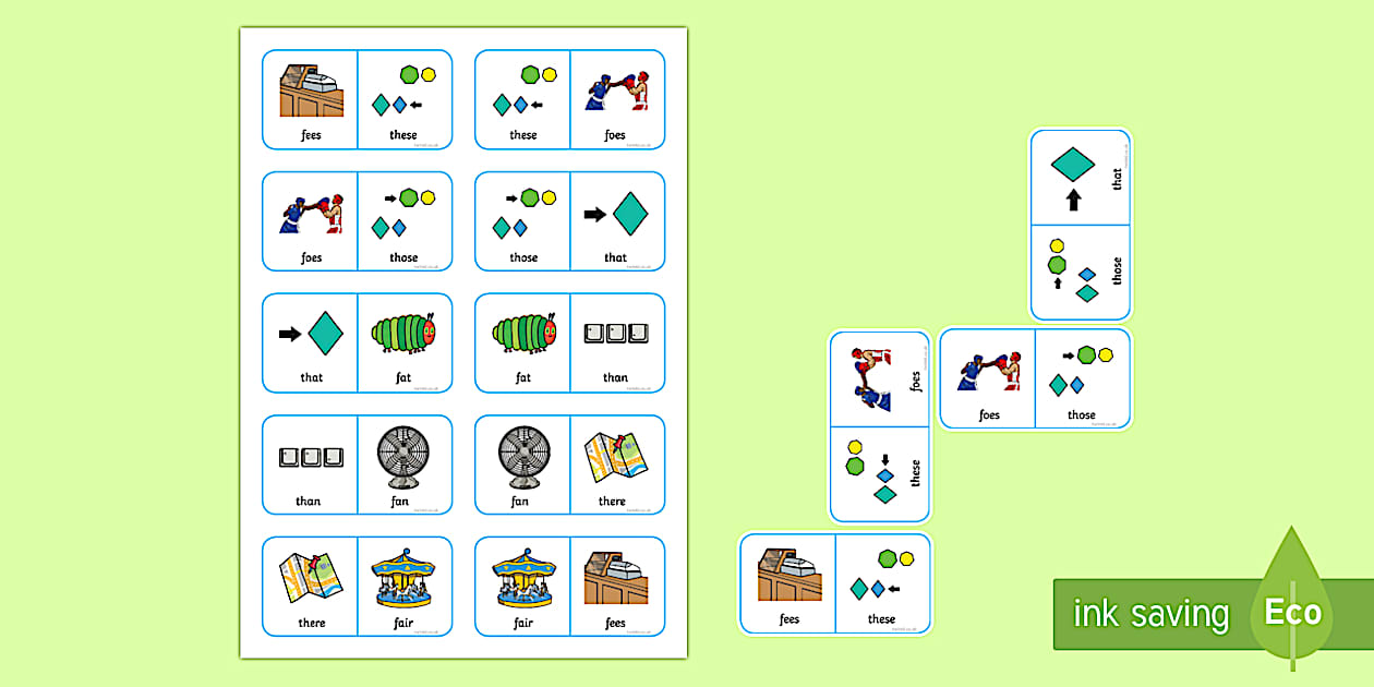 Voiced ‘th’ and ‘f’ Minimal Pair Dominoes - Twinkl
