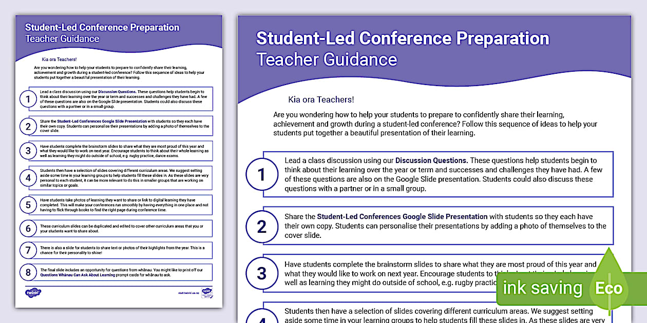 Teacher Guidance Student-Led Conference Preparation - Twinkl