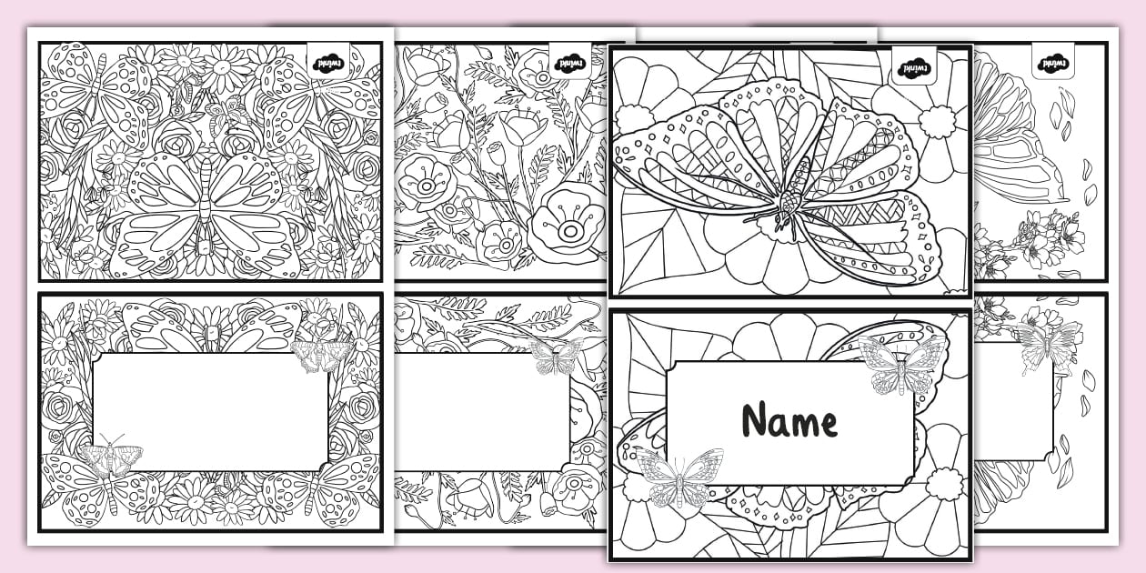 Butterfly Colouring Name Tents (Teacher-Made) - Twinkl
