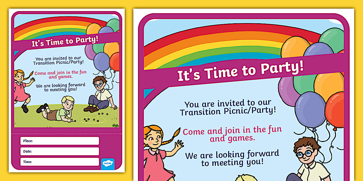Rainbow Themed Picnic and Party Invitation - Twinkl
